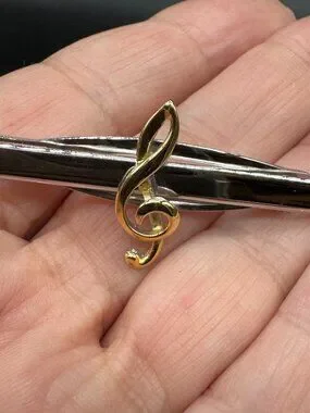 unmarked | Other | Vintage Men Tie Clip Musical Treble Clef Silver And ...